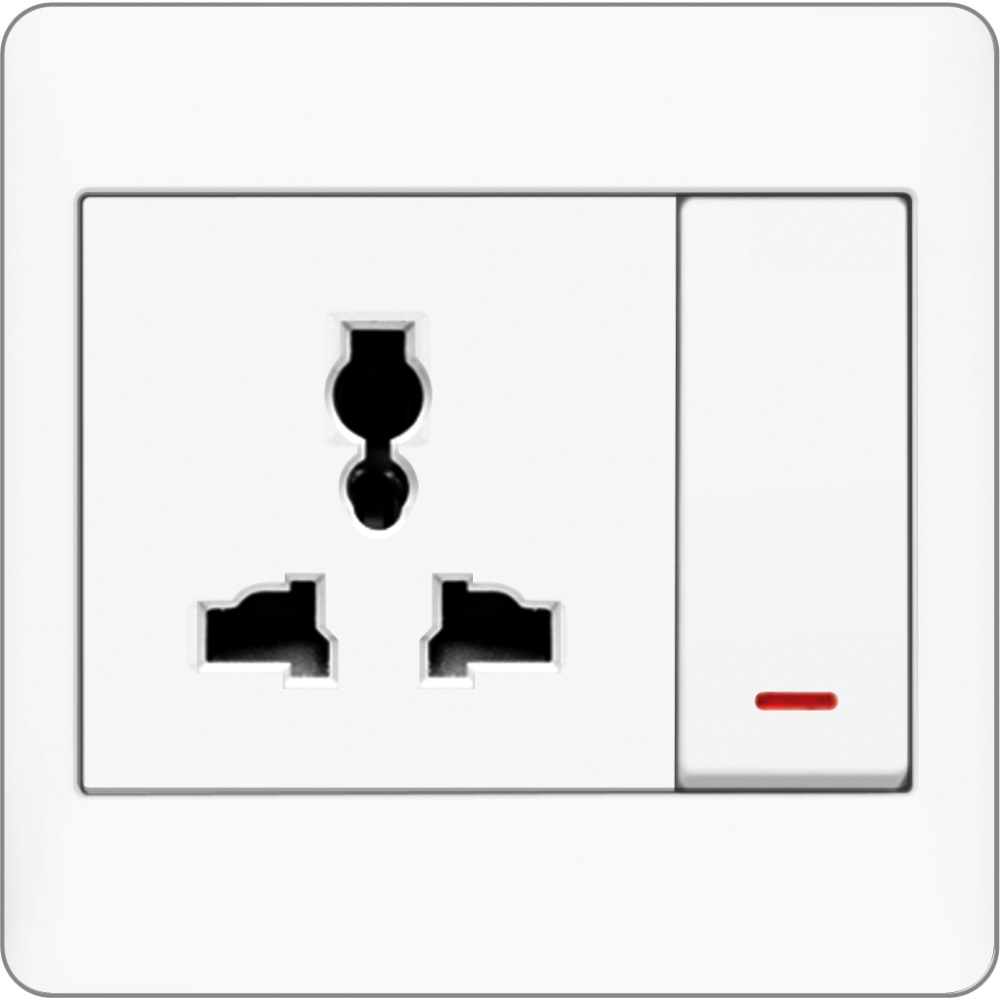 B2000L Universal Socket Outlet w/ Switch and Neon